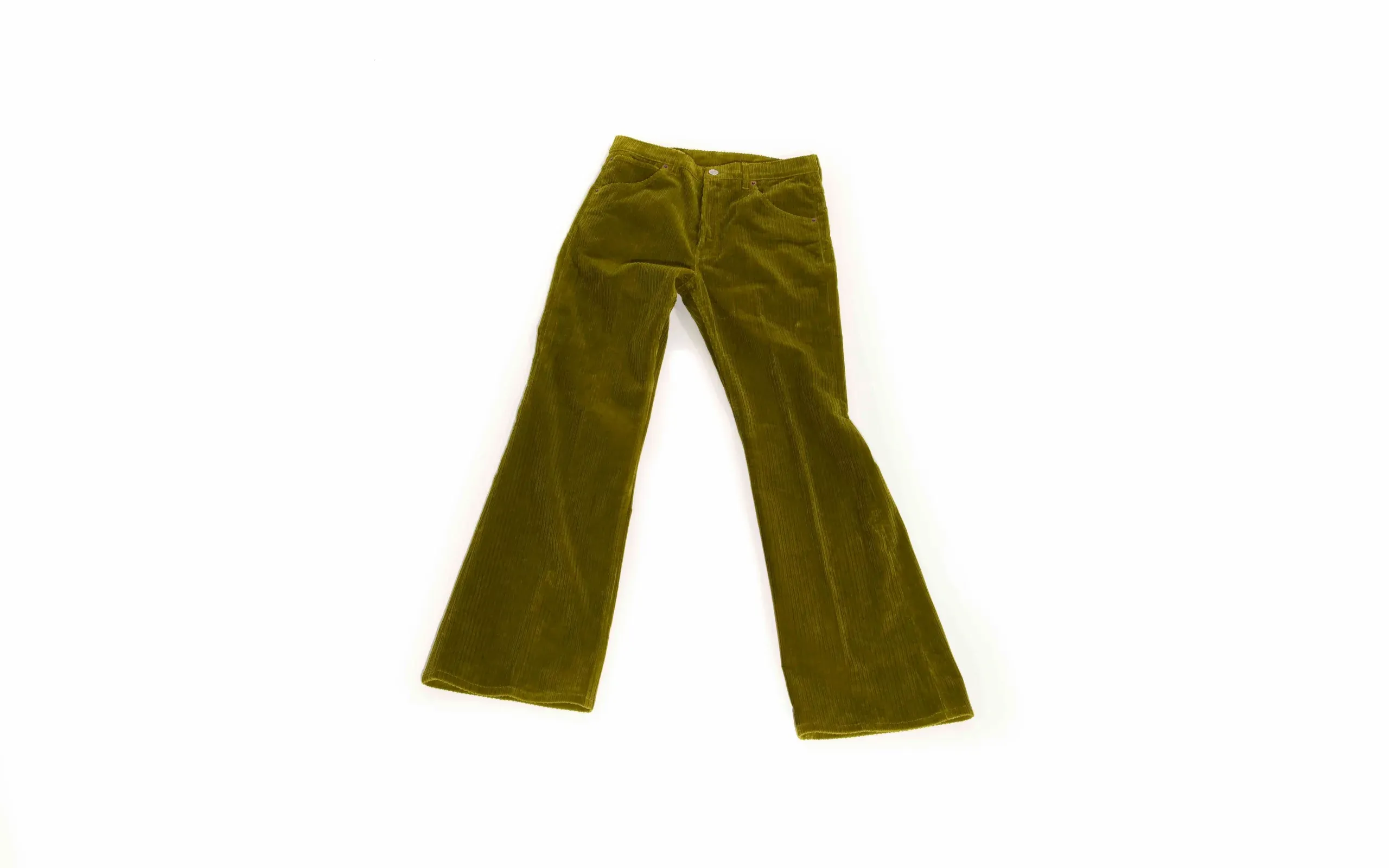 [HUSBANDS PARIS] FLARED HIGH-WAISTED JEANS IN CORDUROY - CHARTREUSE ...
