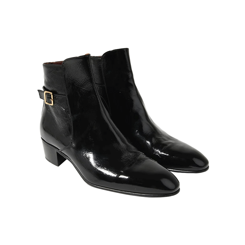 [HUSBANDS PARIS] JODHPUR BOOTS IN CRACKLED PATENT LEATHER - BLACK ...