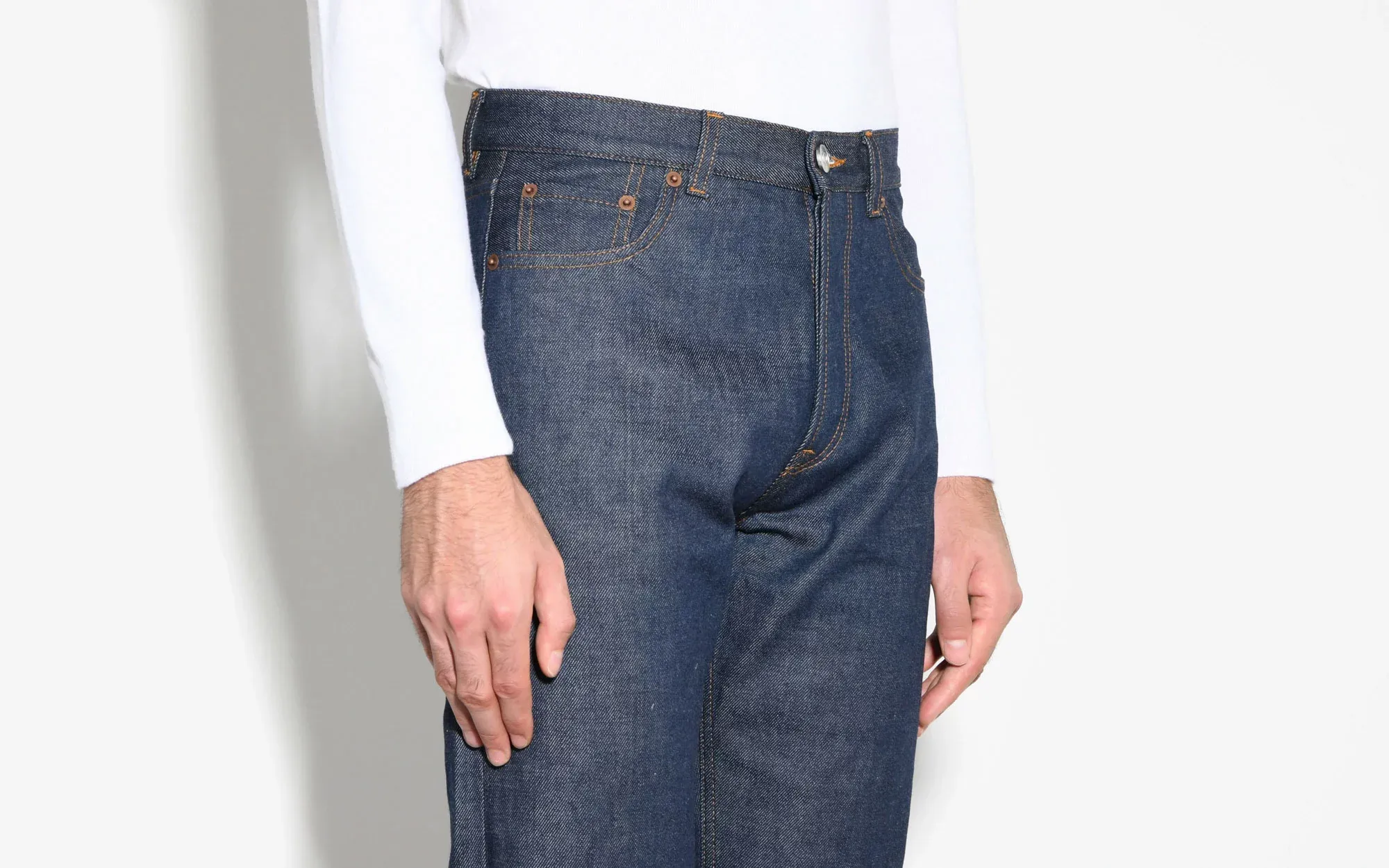[HUSBANDS PARIS] STRAIGHT HIGH-WAISTED JEANS IN SELVEDGE DENIM - RAW ...