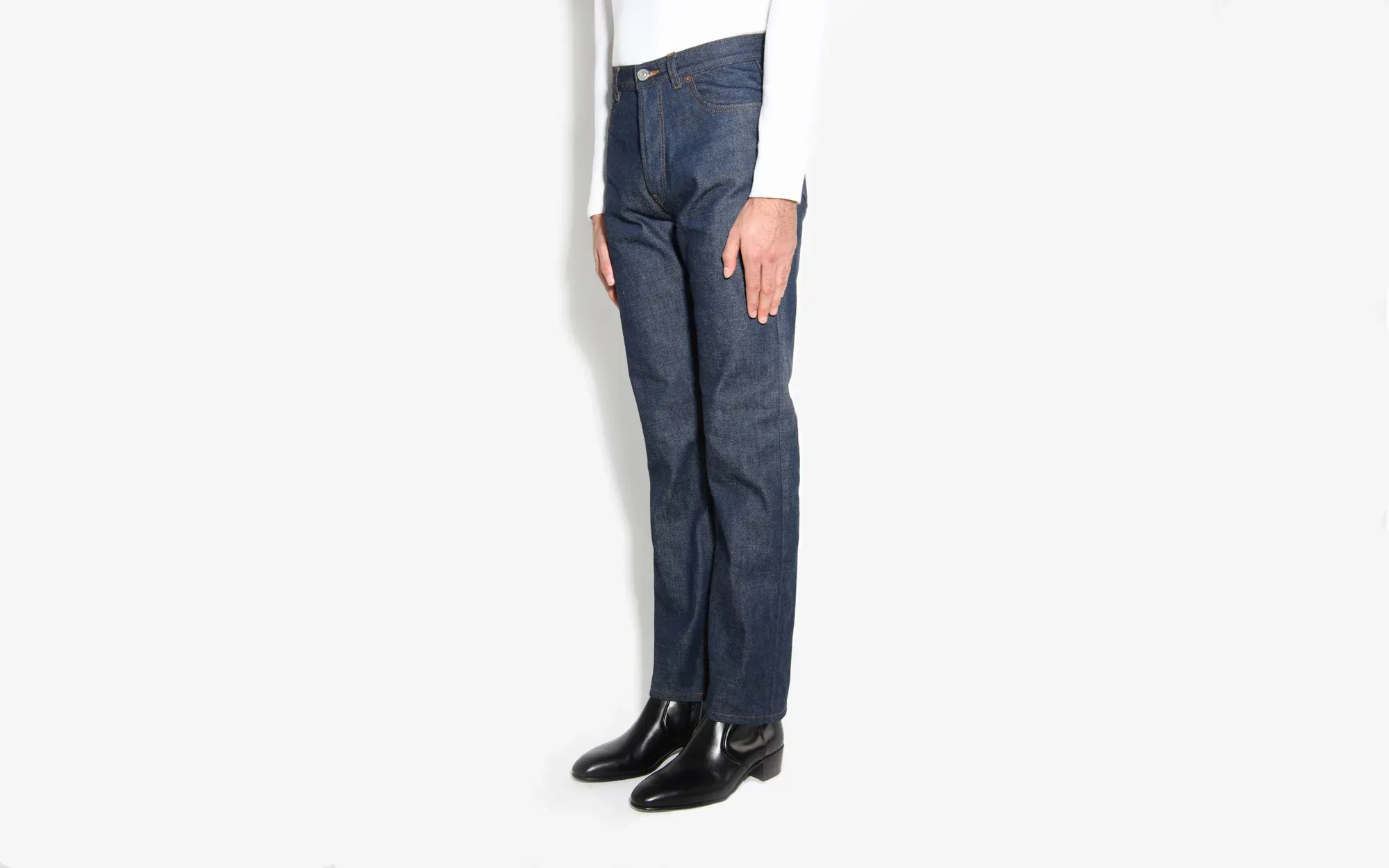 [HUSBANDS PARIS] STRAIGHT HIGH-WAISTED JEANS IN SELVEDGE DENIM - RAW ...